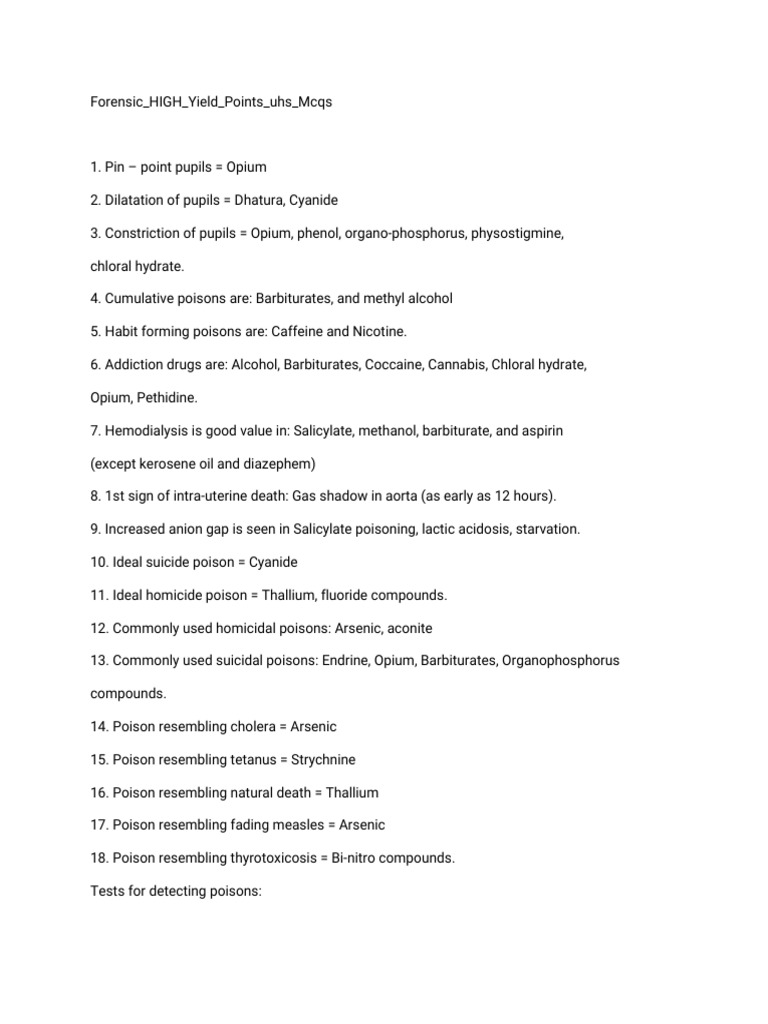 Forensic HIGH Yield Points | PDF | Perjury