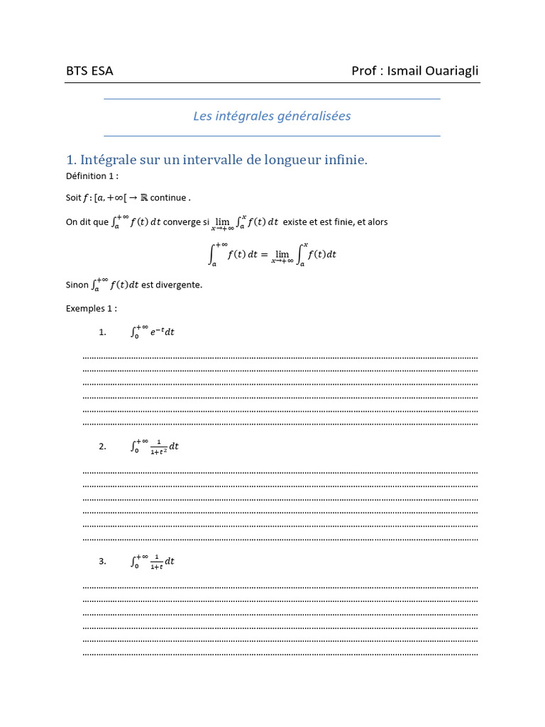 Les Intégrales Généralisées | PDF