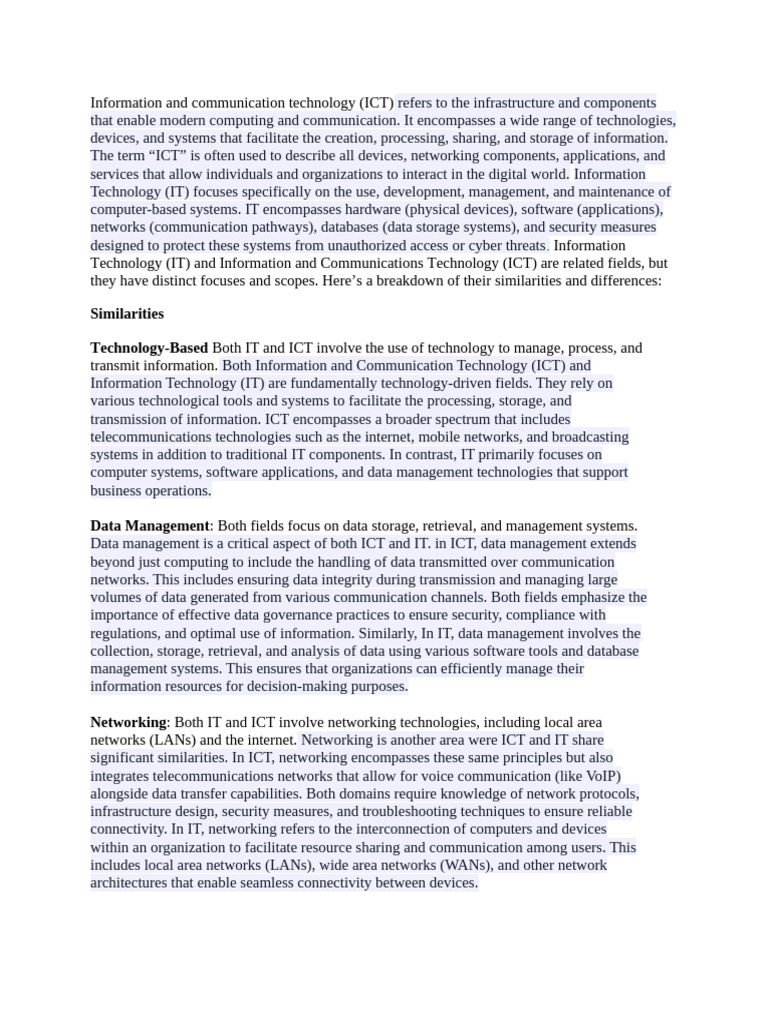 Information Technology | PDF | Computer Network | Information And Communications Technology