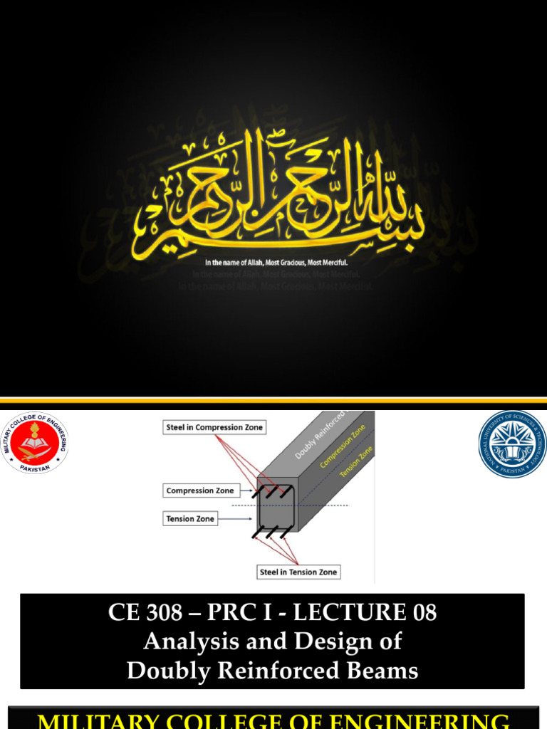 CE 308 - Lec 09 Doubly Reinforced Beam R1 | PDF | Beam (Structure) | Bending