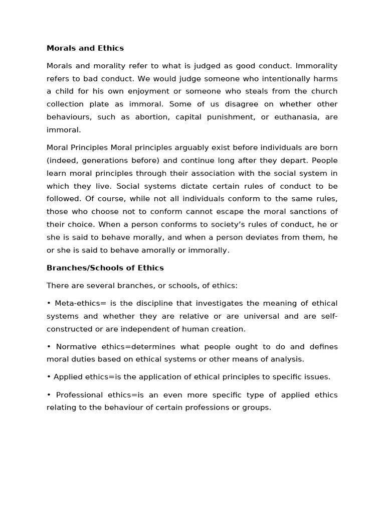 Morals and Ethics | PDF