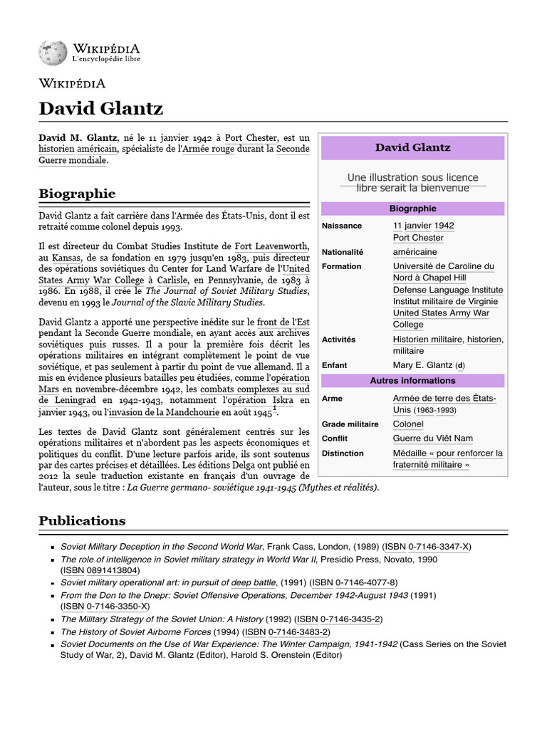 Biographie de David Glantz | PDF | Militaire | Seconde Guerre mondiale