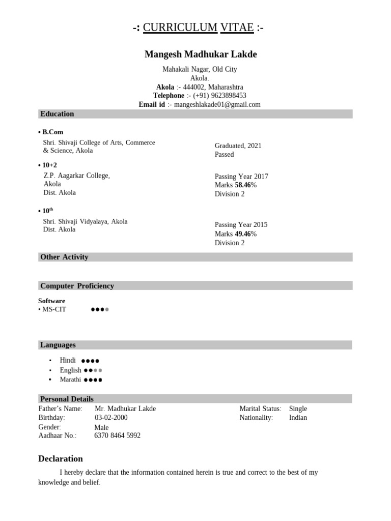 Mangesh Resume | PDF