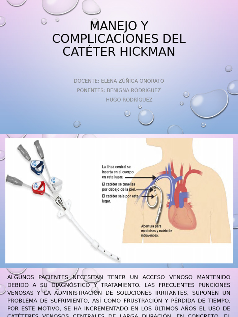 Manejo y Complicaciones Del Catéter Hickman HELENA | PDF ...