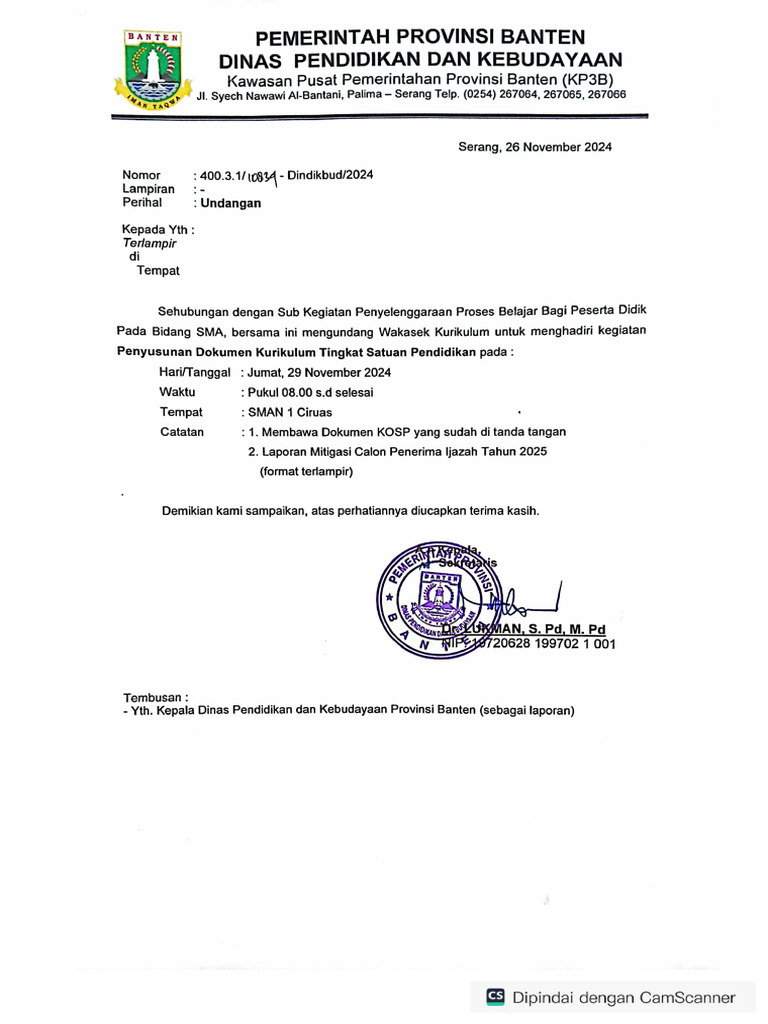 Undangan Penyusunan Dokumen Kurikulum | PDF