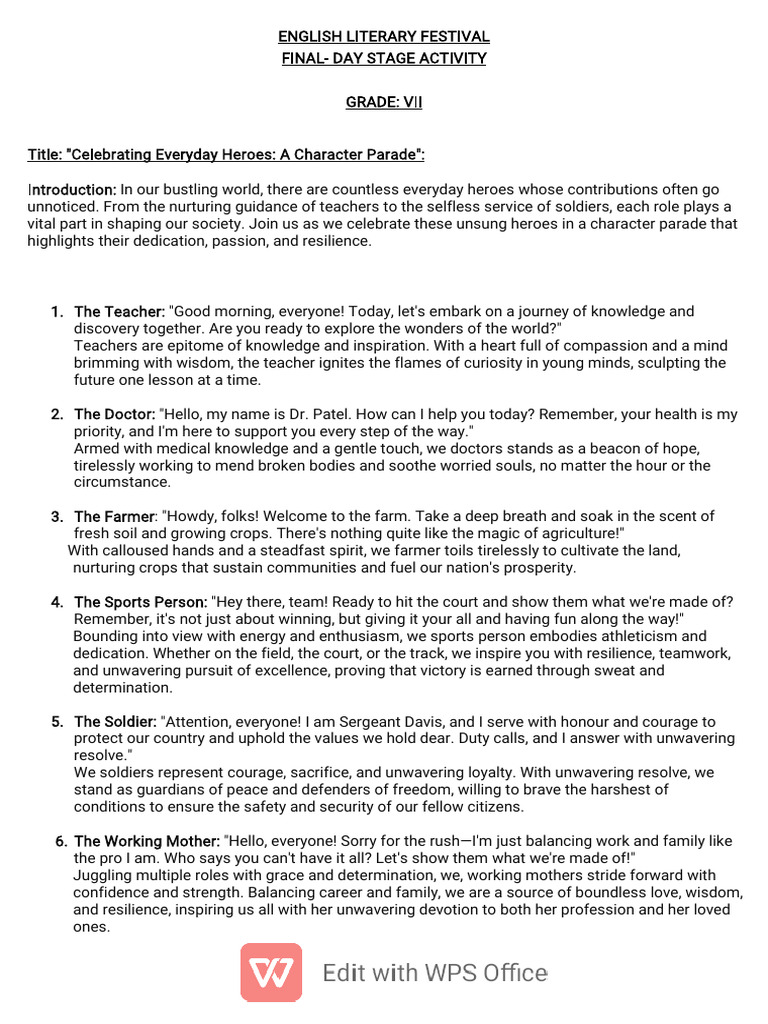 Everyday Heroes Character Parade | PDF
