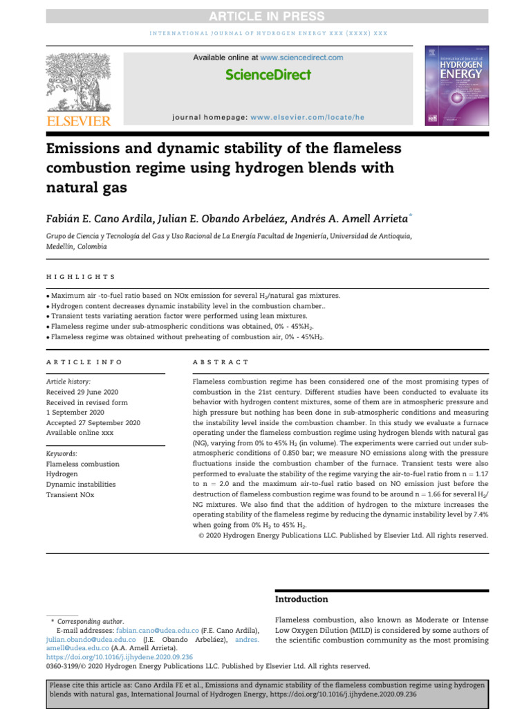 Emissions and Dynamic Stability of The Flameless Combustion | PDF | Combustion | N Ox