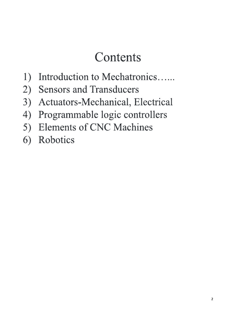 Introduction to Mechatronics MCE 101 | PDF Introduction to Mechatronics MCE 101 | PDF