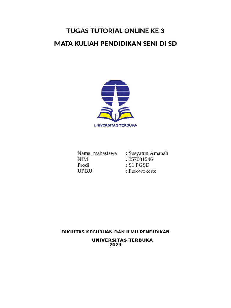 Tugas Tutorial 3 Pendidikan Seni Di SD | PDF