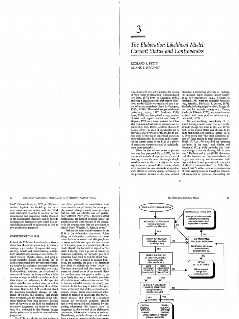 Petty & Wegener - 1999 - The Elaboration Likelihood Model. Current ...