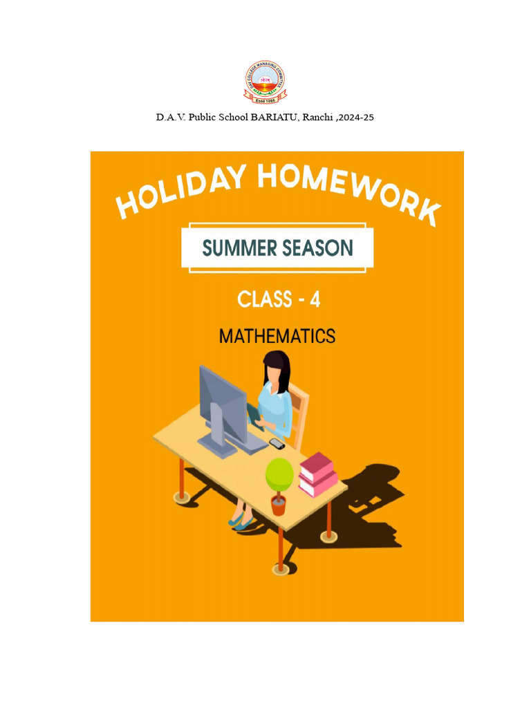 Holiday Homework Class - 4 | PDF