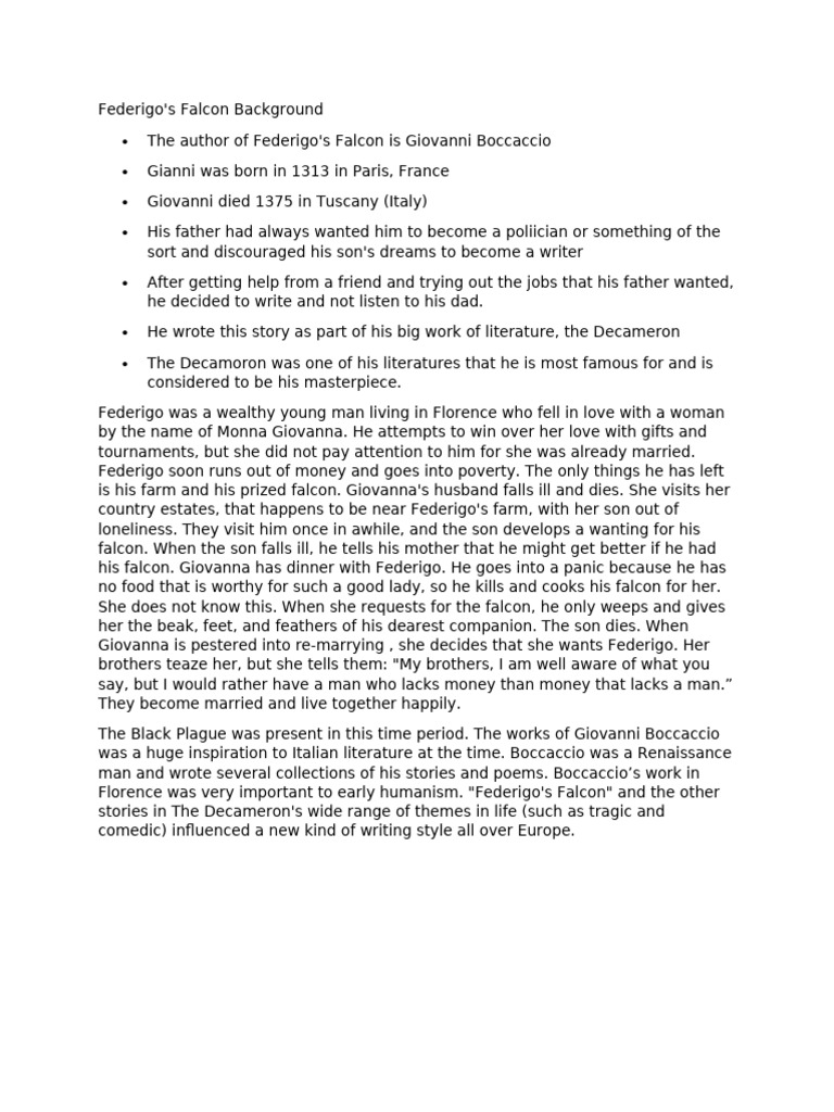 Federigo | PDF | The Decameron | Giovanni Boccaccio