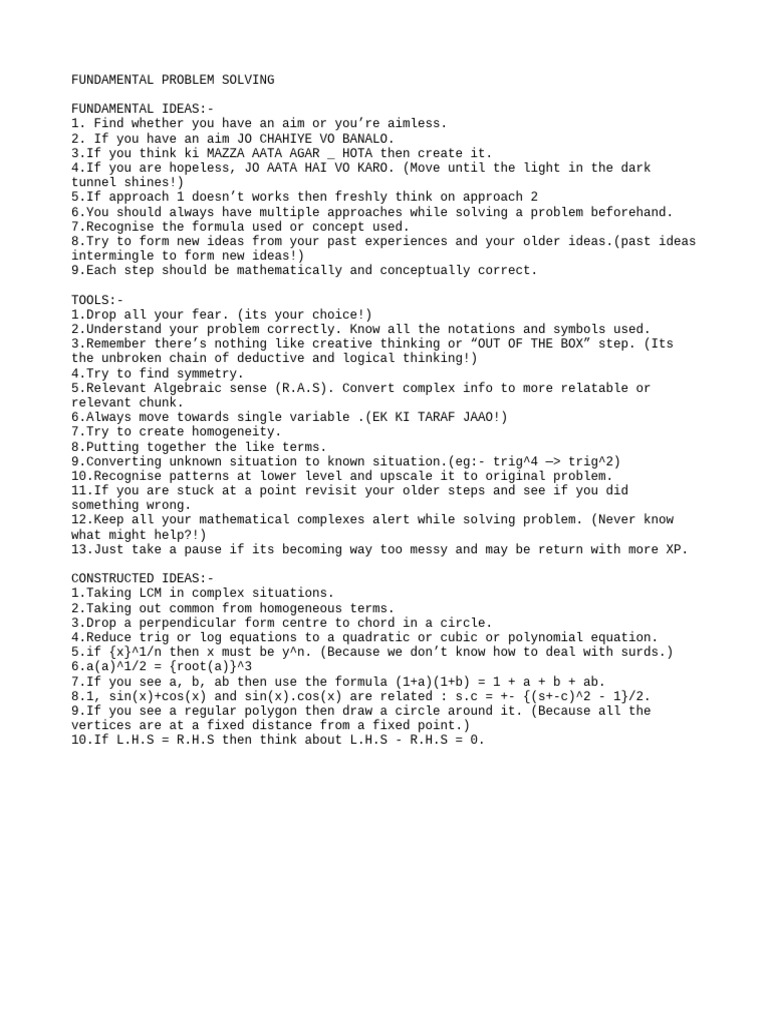 Fundamental Problem Solving | PDF