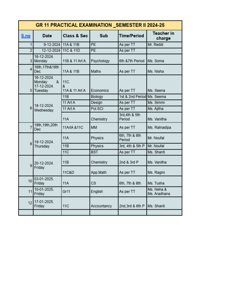 Gr11 Sem2 Practical-Project Schedule | PDF