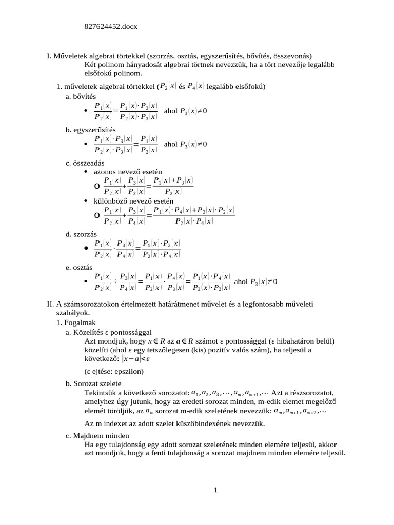 Matematikai Alapok-Jegyzet-2024-02 | PDF
