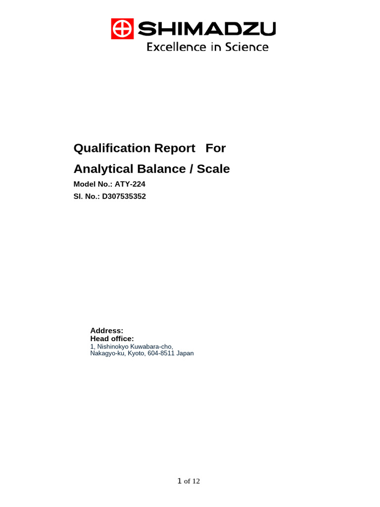 IQ, OQ of Analytical Balance | PDF | Variance | Standard Deviation