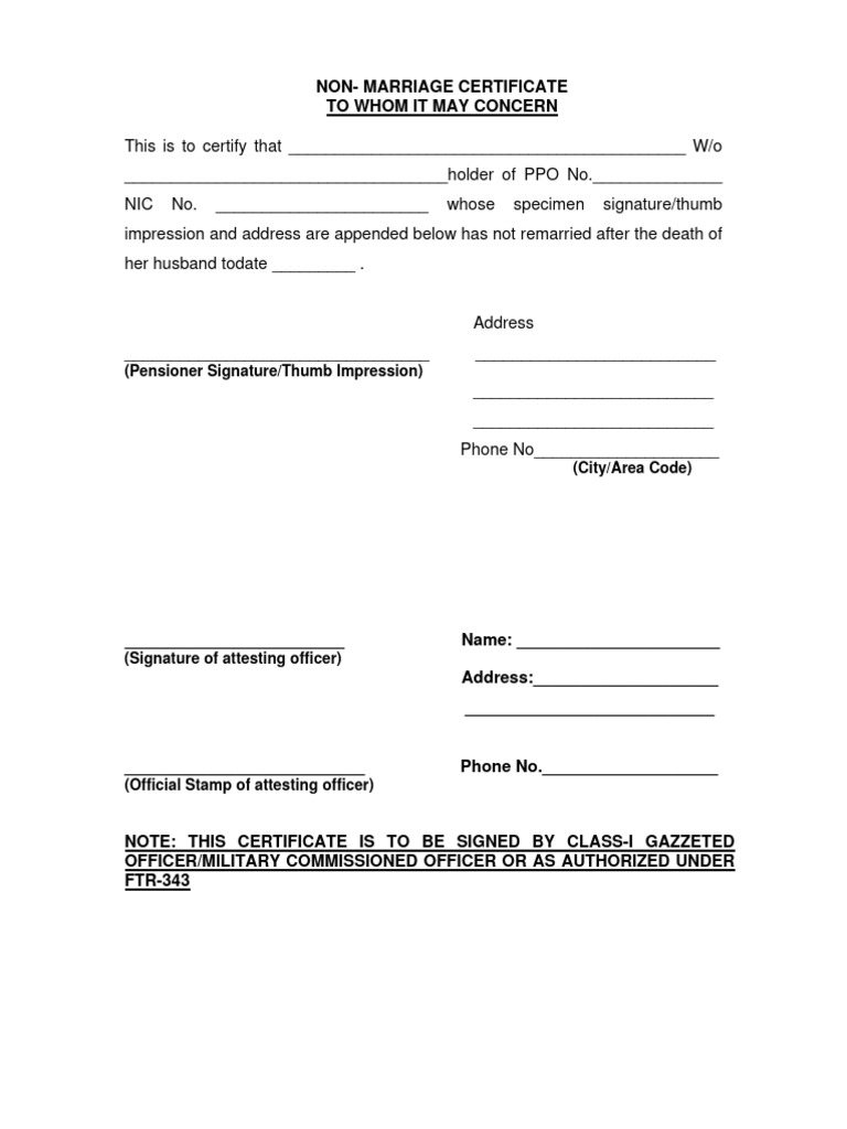 Non-Marriage Certificate Template | PDF