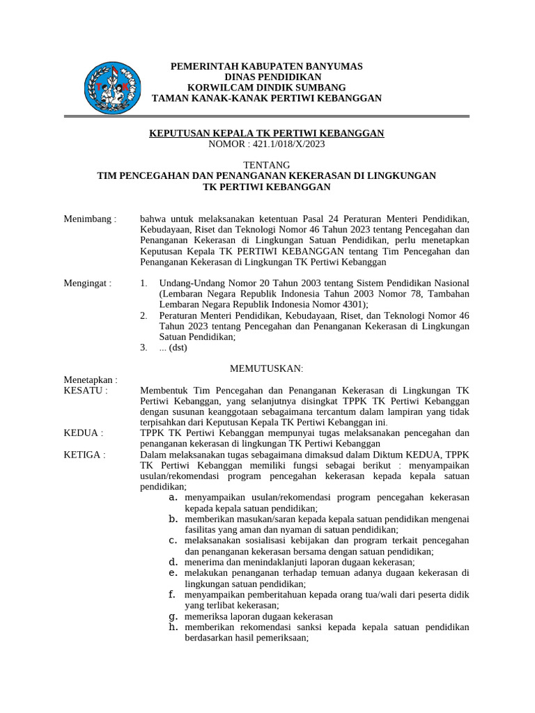 Contoh SK TPPK | PDF