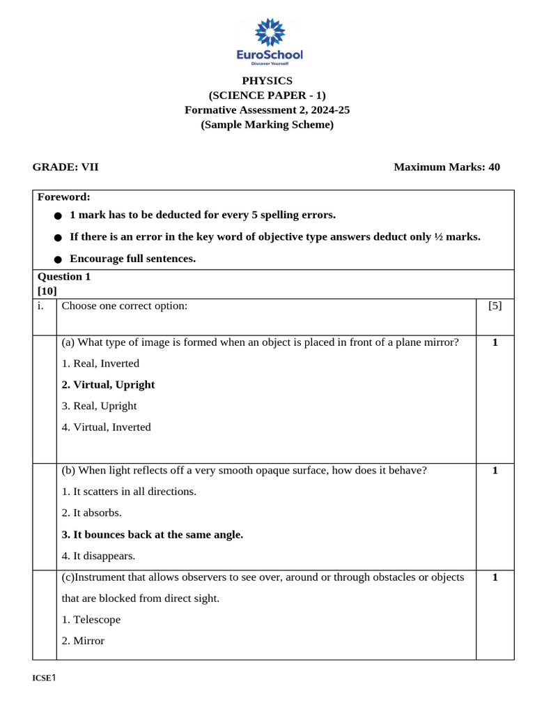 fa 2 phy | PDF | Fahrenheit | Mirror