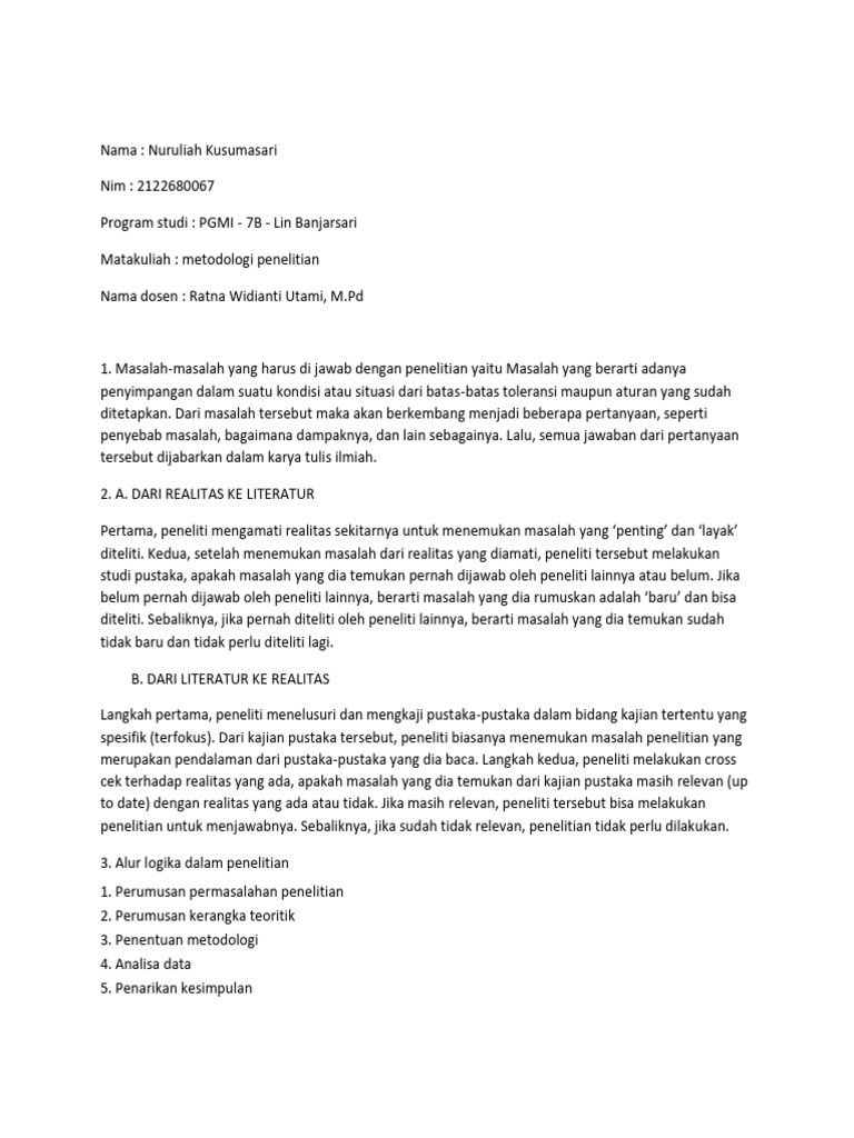 UTS Metode Penelitian | PDF