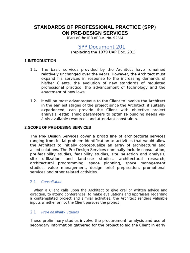 Standards of Professional Practice | PDF | Architect | Per Diem