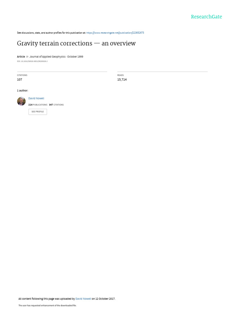 Overview of Gravity Terrain Corrections | PDF | Gravity | Sea Level