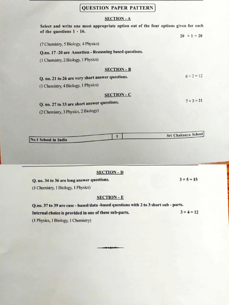 Science QP Format Final Exam Pattern | PDF