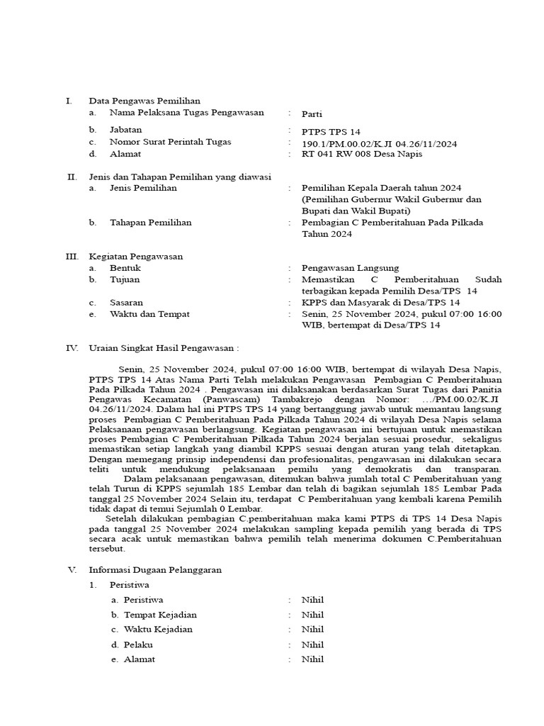 004-Lhp-pm - Tps 14 Napis (Form A C Pemberitahuan) | PDF