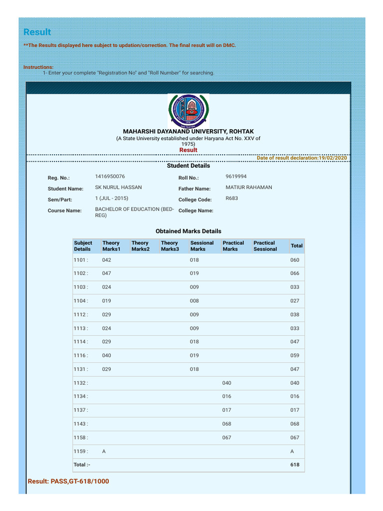 Maharshi Dayanand University, Rohtak (1) | PDF