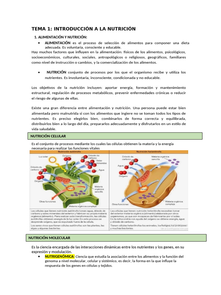TEMA 1 NUTRI Uah | PDF | Nutrición | Dieta y nutrición
