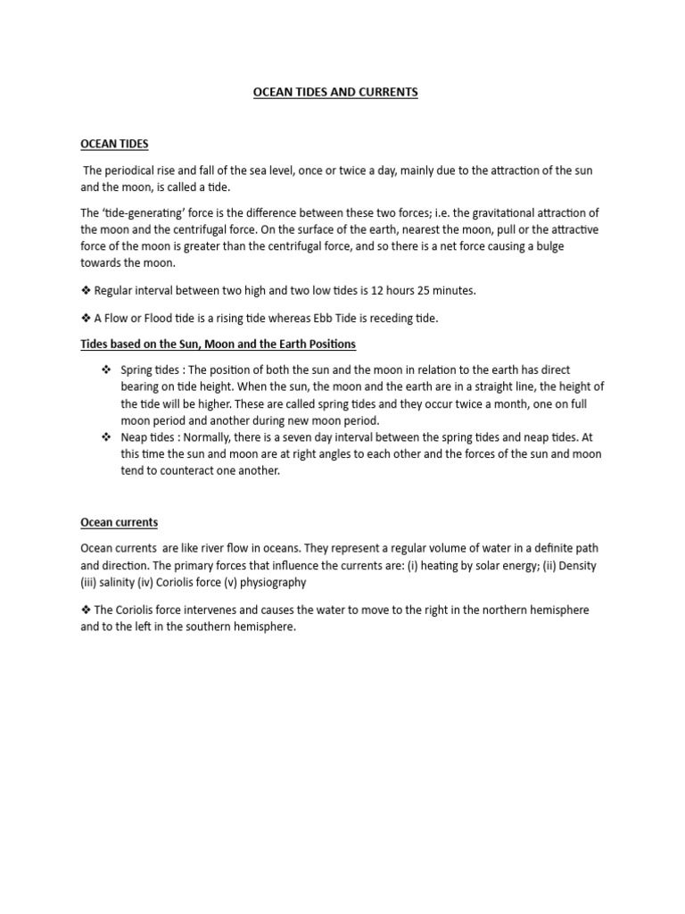 Tides and Ocean Currents | PDF
