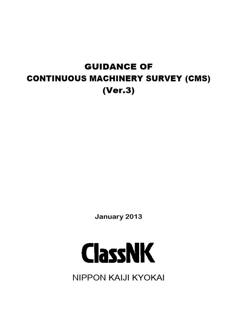 Guidance On Continuous Machinery Survey CMS e | PDF | Piston | Engines