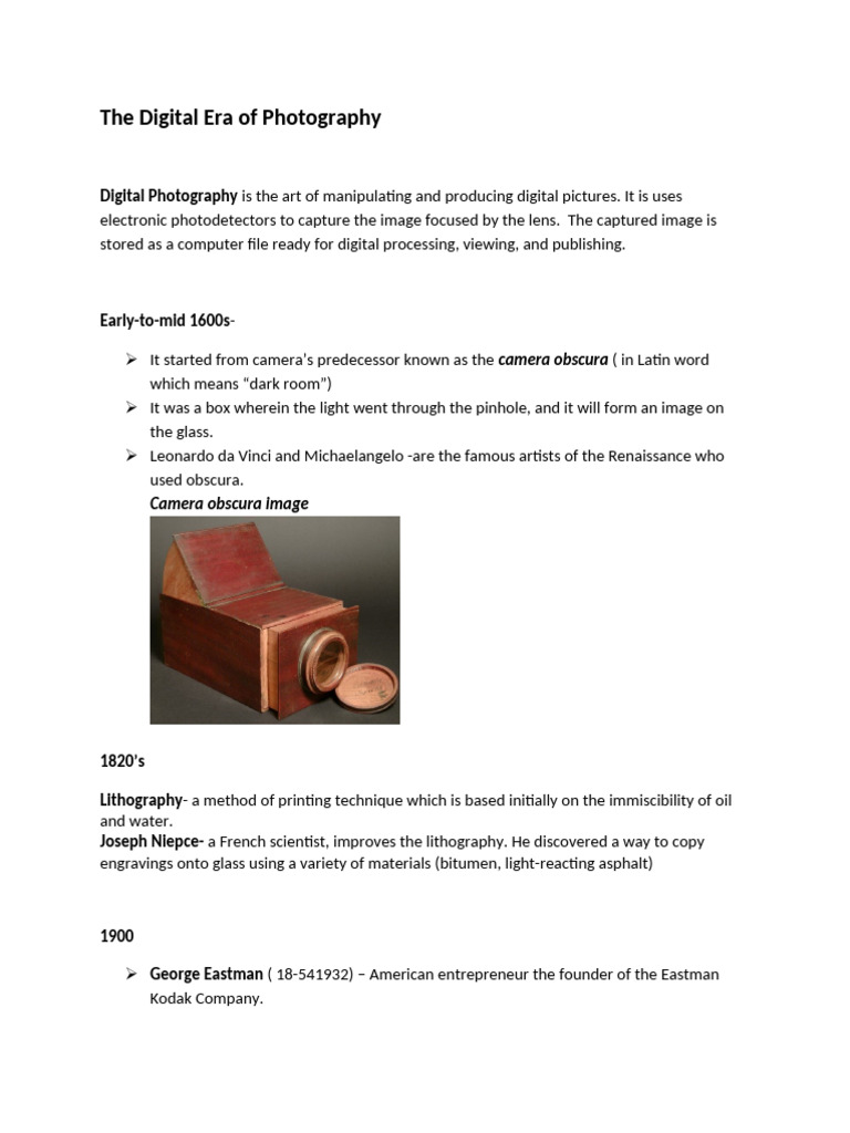 Evolution of Digital Photography | PDF