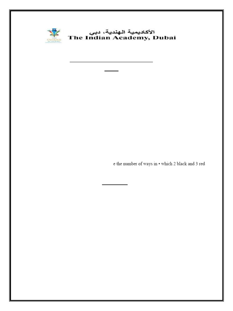 Grade XI Math Worksheet: Permutations & Combinations | PDF ...