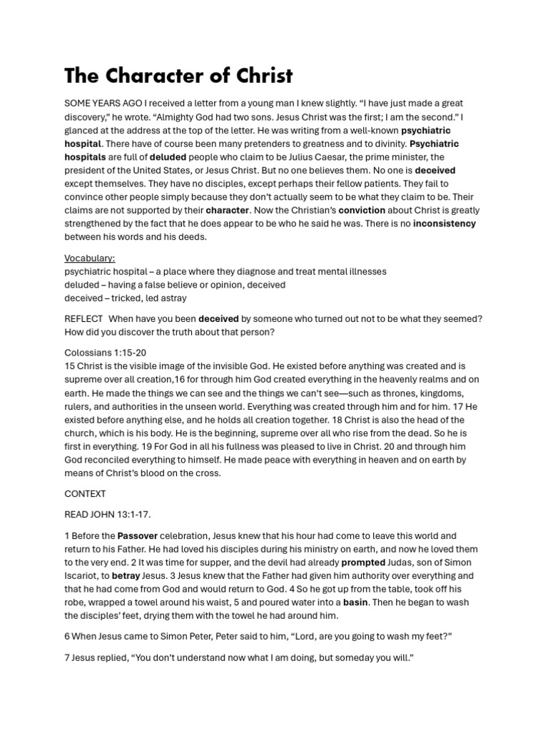Understanding the Character of Christ | PDF | Jesus | Disciple ...