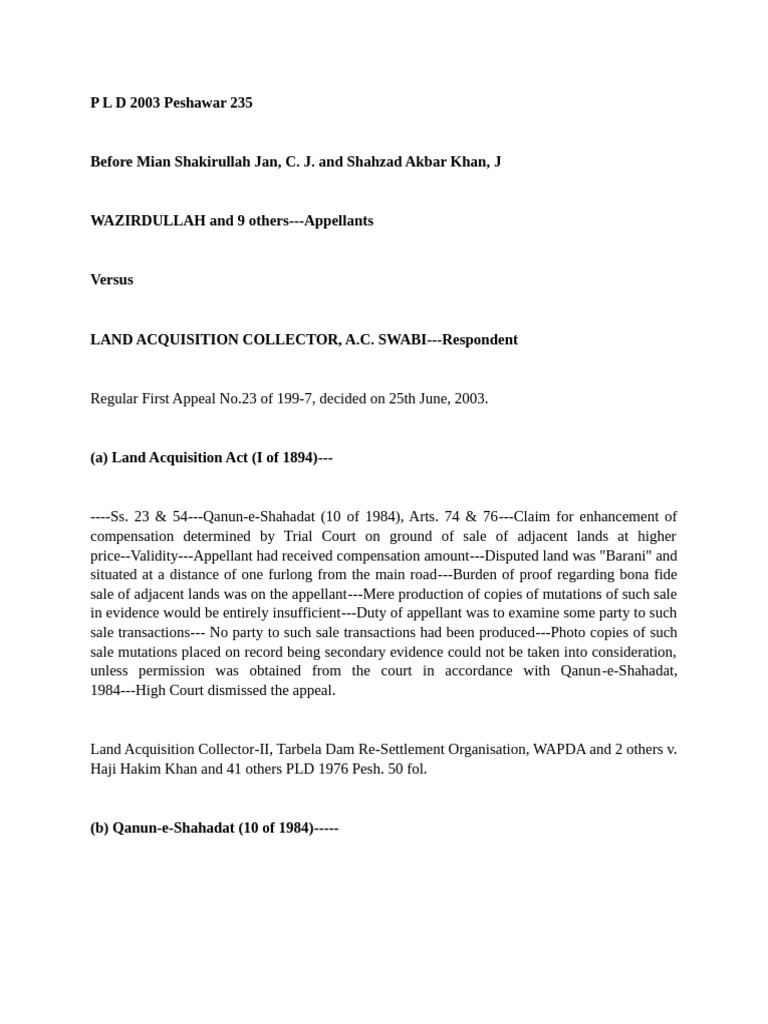PLD 2003 Peshawar 235 | PDF | Appeal | Judgment (Law)