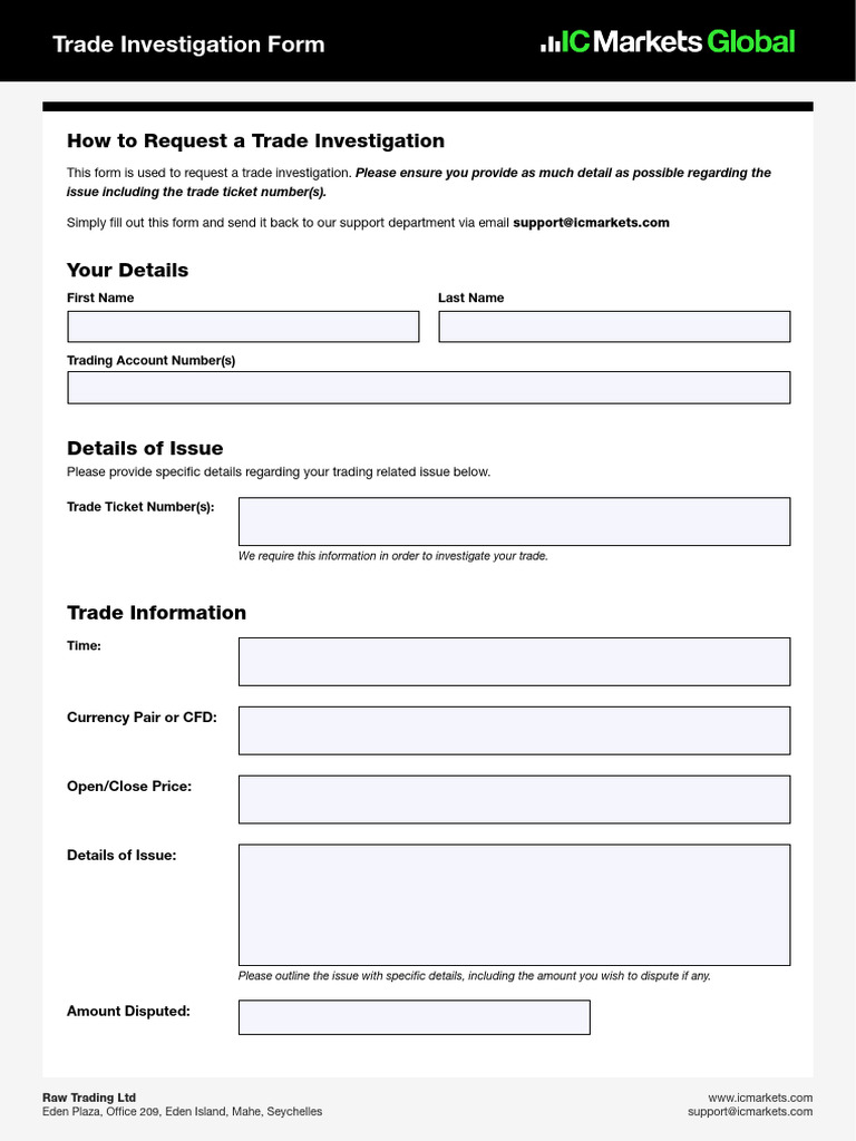 Trade Investigation Form Global | PDF