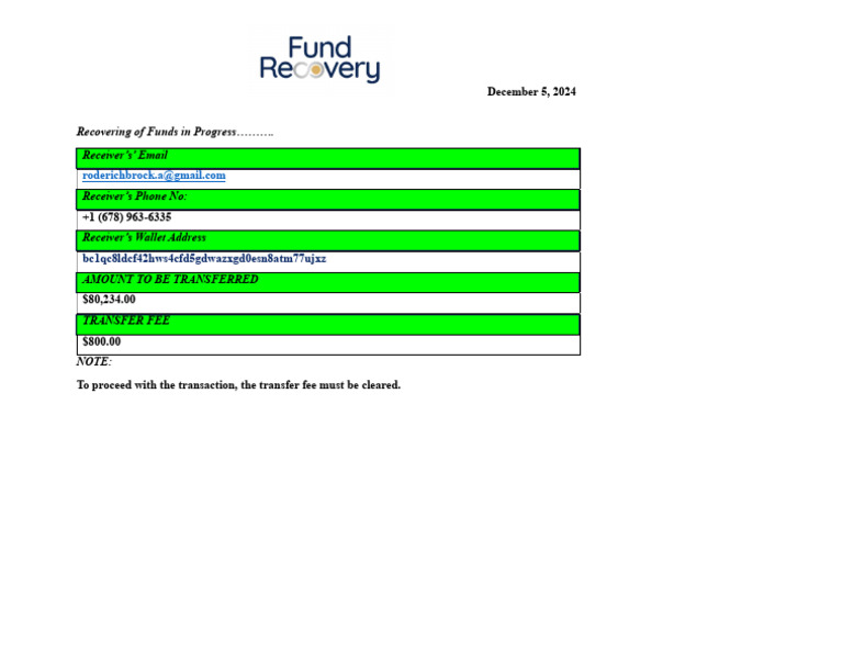 Fund Recovery Process and Details | PDF