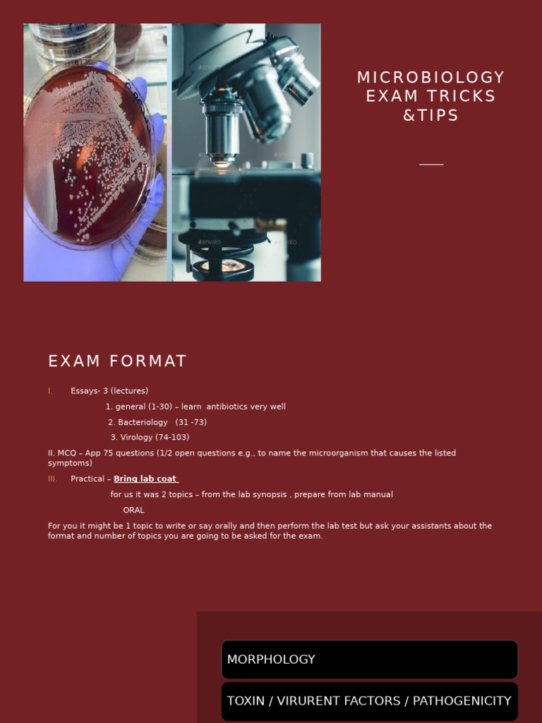 Microbiology Exam Tips and Format Guide | PDF