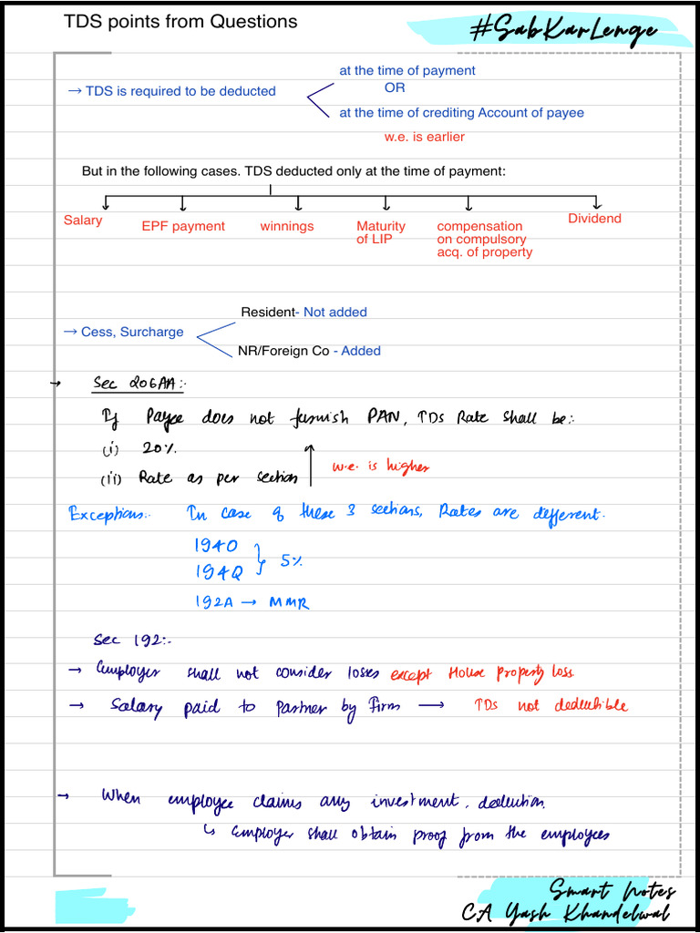 TDS Additional Points From Questions - Yash Khandelwal | PDF ...