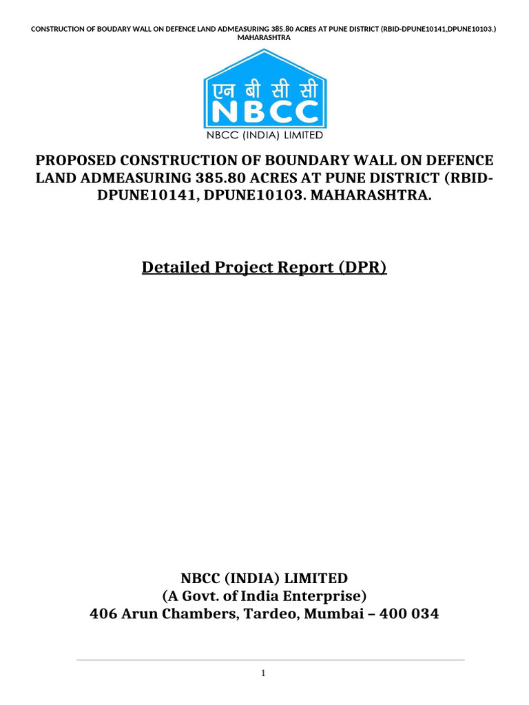 DPR for Boundary Wall at Pune Defense Land | PDF | Beam (Structure ...
