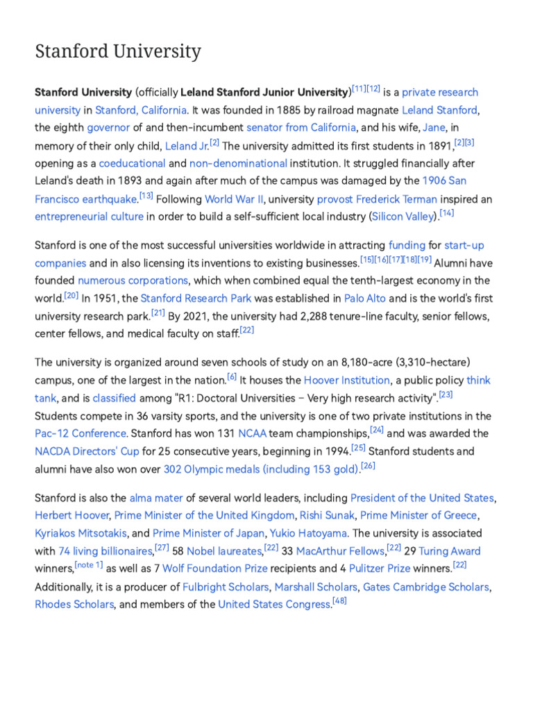 Stanford University - Wikipedia | PDF | Stanford University ...