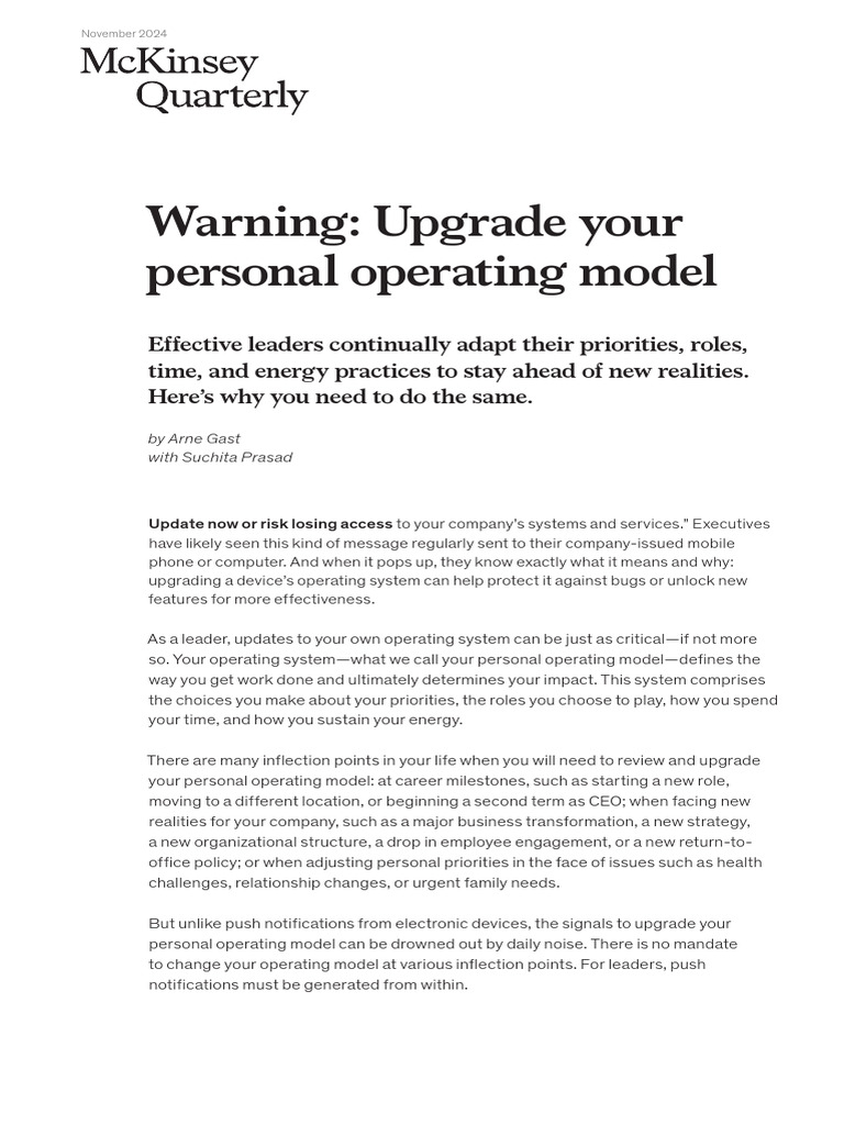Warning Upgrade Your Personal Operating Model | PDF | Leadership ...