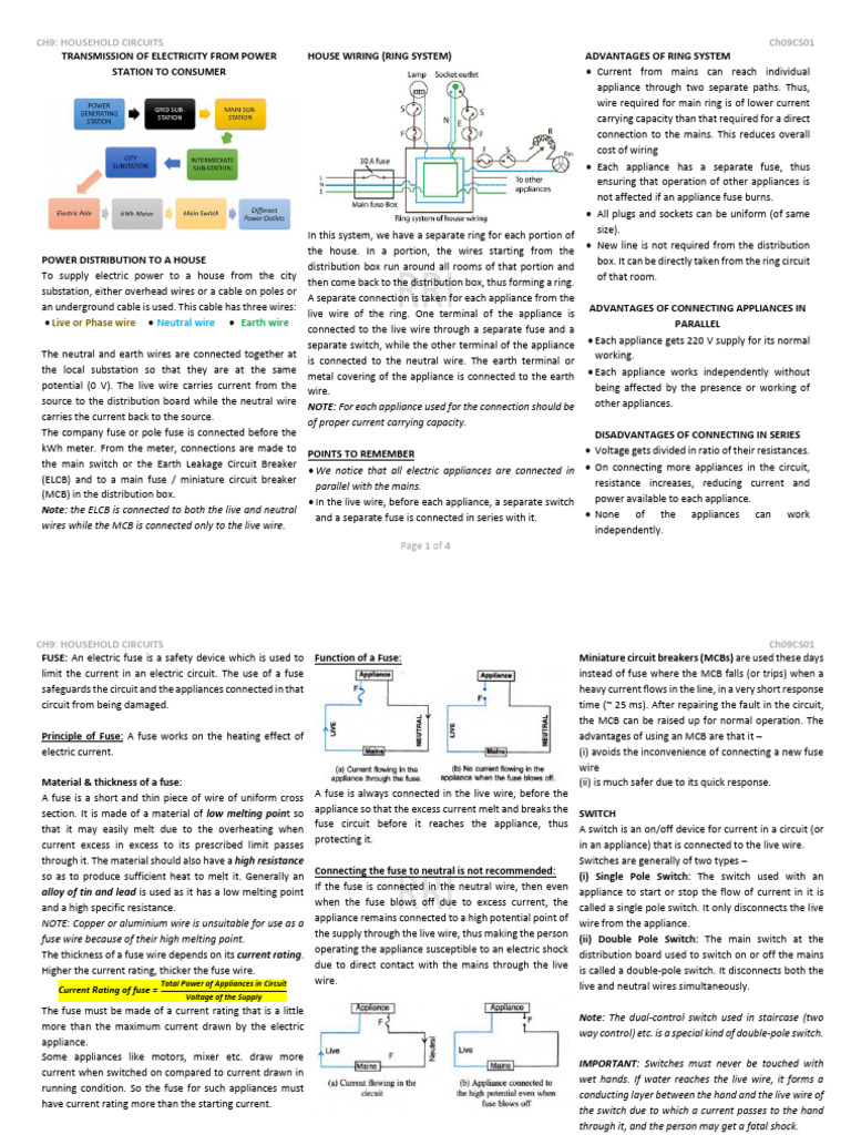 Ch09 CS01 HouseholdCircuits | PDF | Fuse (Electrical) | Electrical Connector