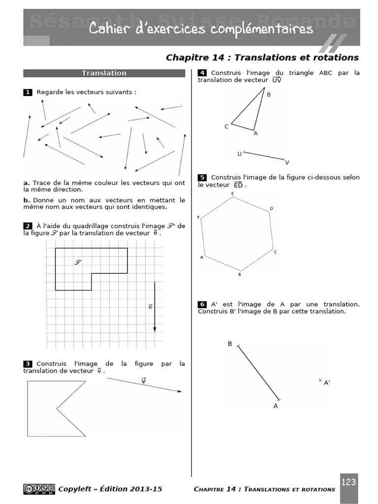 Exercices de Translations et Rotations | PDF | Angle | Géométrie ...