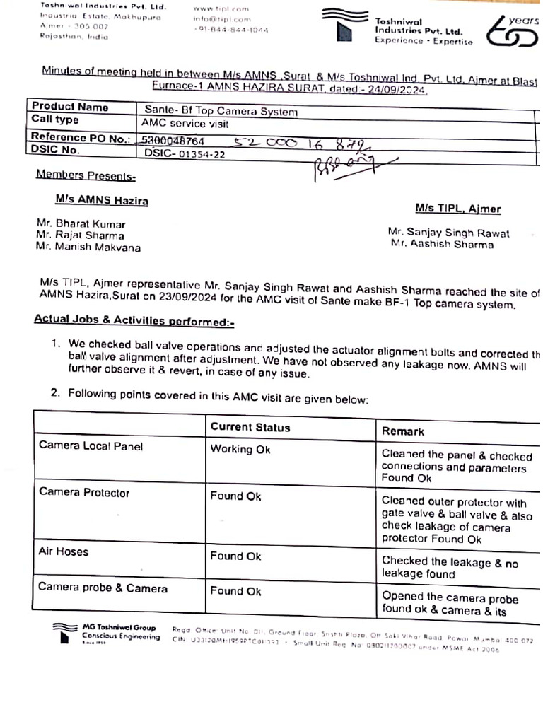 MOM Amns Hazira AMC Visit 24 September 24 | PDF