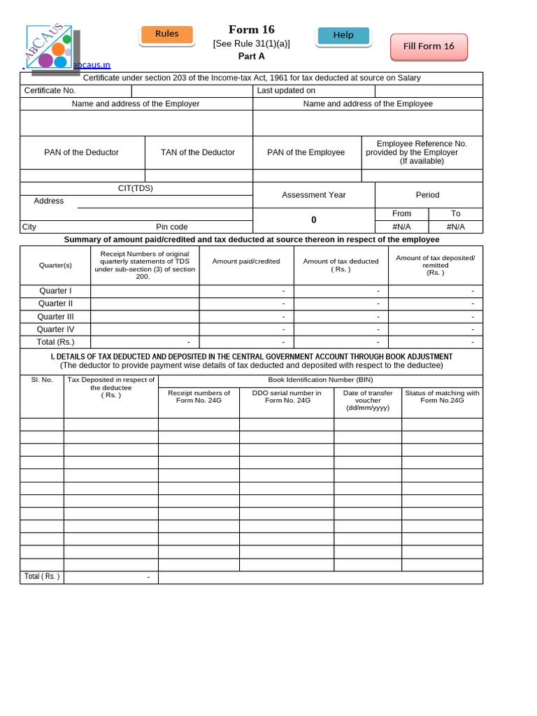 Excel Form16 Ay 15 16 | PDF | Income Tax | Salary