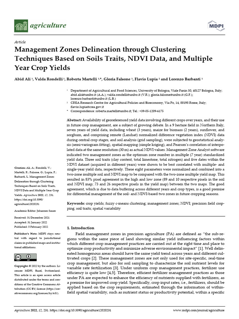 Management Zones Delineation Through Clu | PDF | Cluster Analysis | Fertilizer