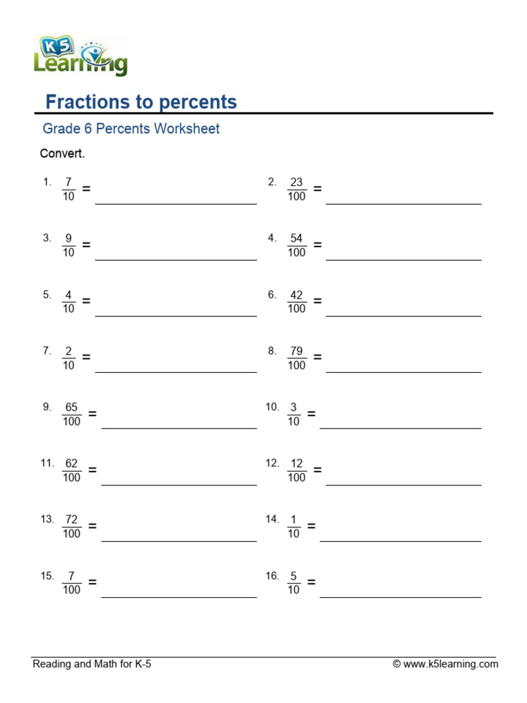 grade-6-fractions-to-percent | PDF | Division (Mathematics ...