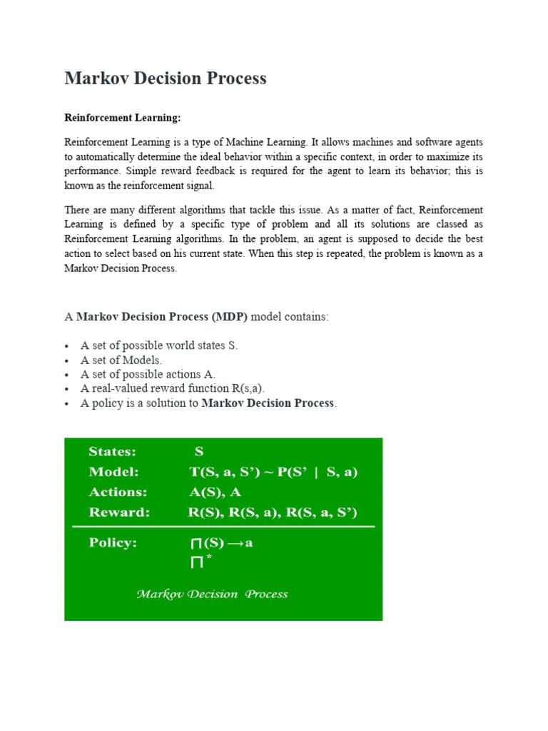 MDP | PDF | Artificial Neural Network | Machine Learning